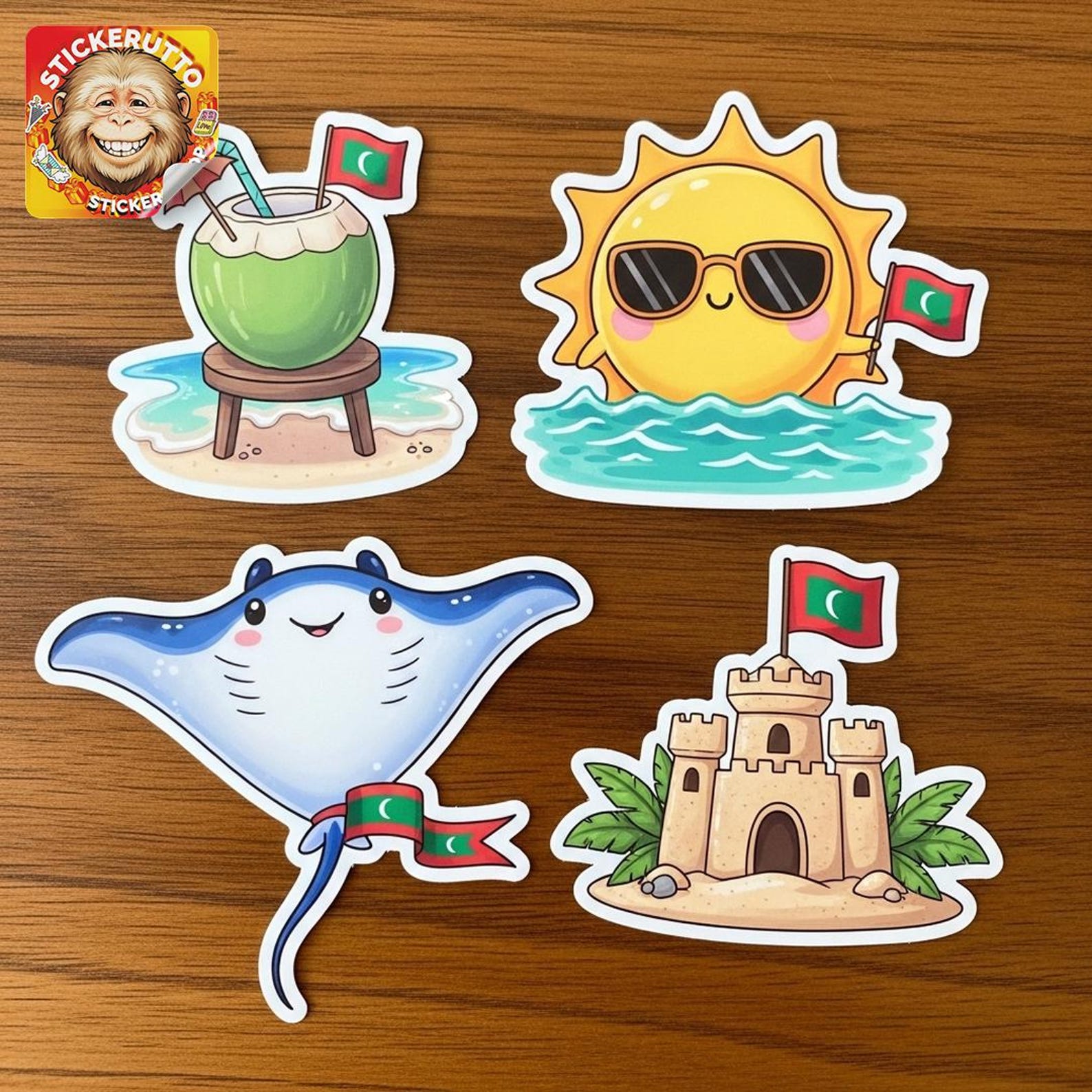 Maldives – Tropical Island & Ocean Sticker Set | Vinyl or Holographic ...