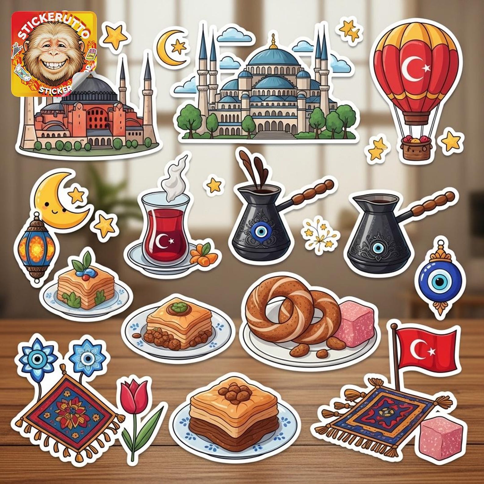 Turkey Sticker Pack – Glossy & Holographic Turkish Culture Stickers - Etsy