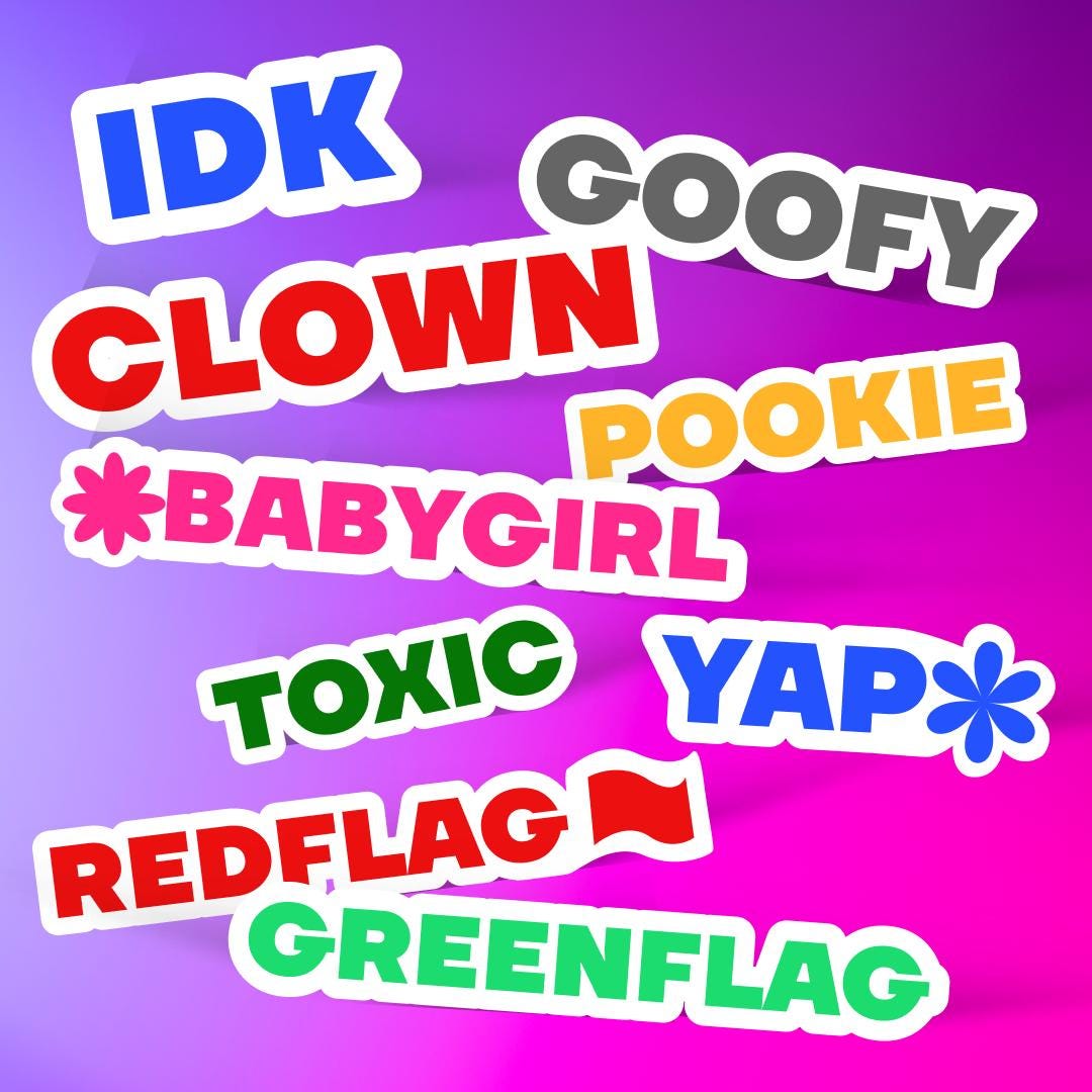 Trendy Text Sticker Pack – 50 Aesthetic Slang Stickers – Redflag, IDK ...