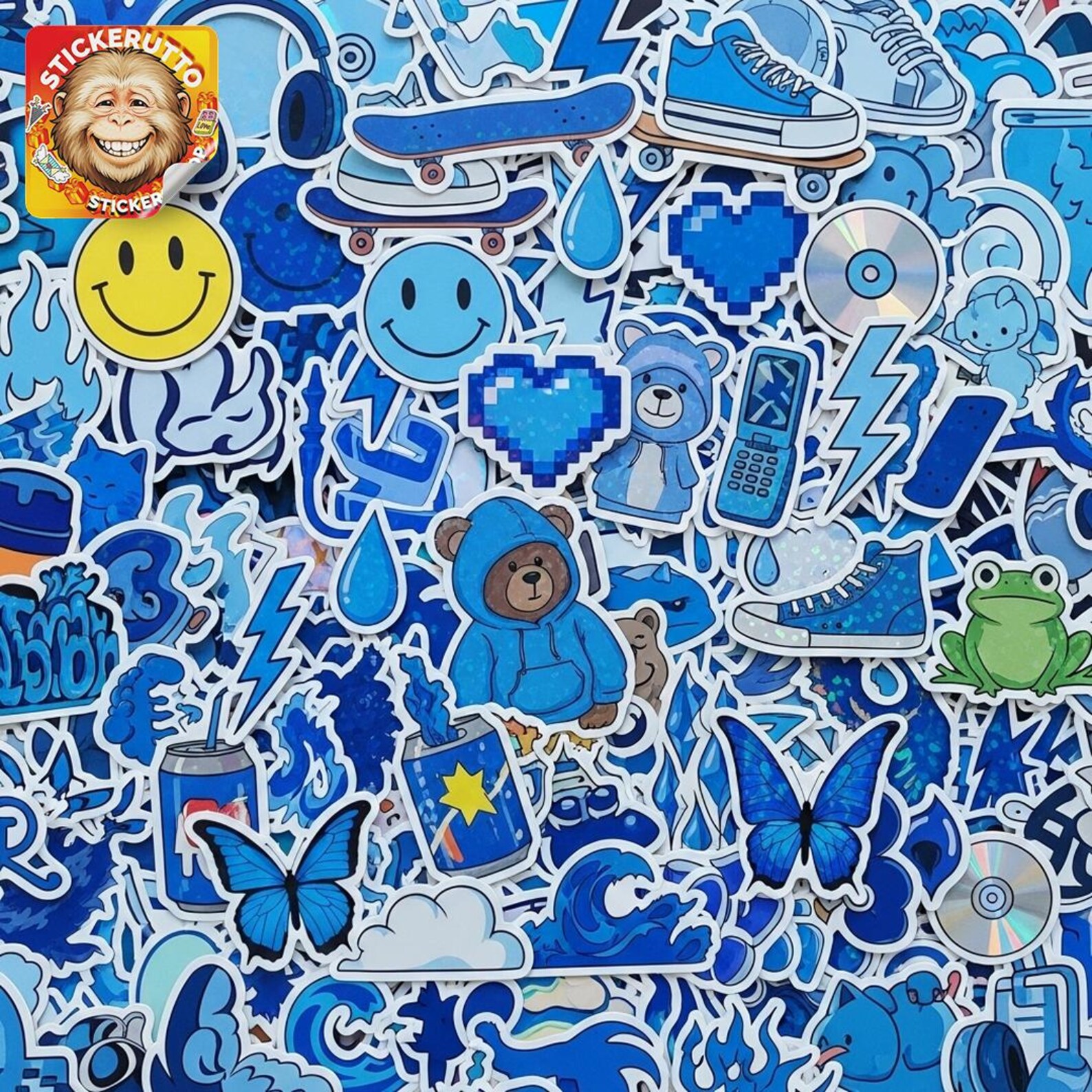 Blue Sticker Pack – Waterproof Vinyl Decals for Laptop, Hydroflask - Etsy