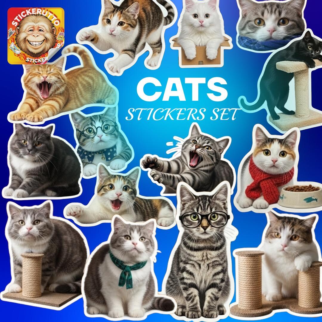 Funny Cat Meme Stickers: Waterproof Vinyl Holographic Decals - Etsy