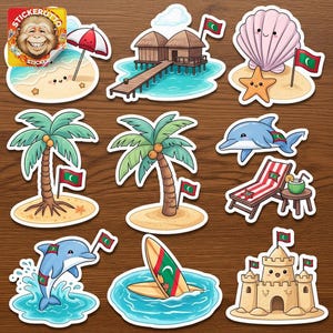Maldives – Tropical Island & Ocean Sticker Set | Vinyl or Holographic ...