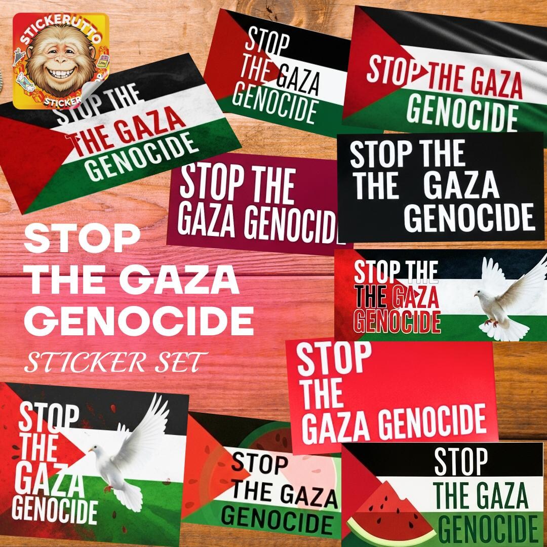Stop the Gaza Genocide - Free Palestine Vinyl and Holographic Stickers ...