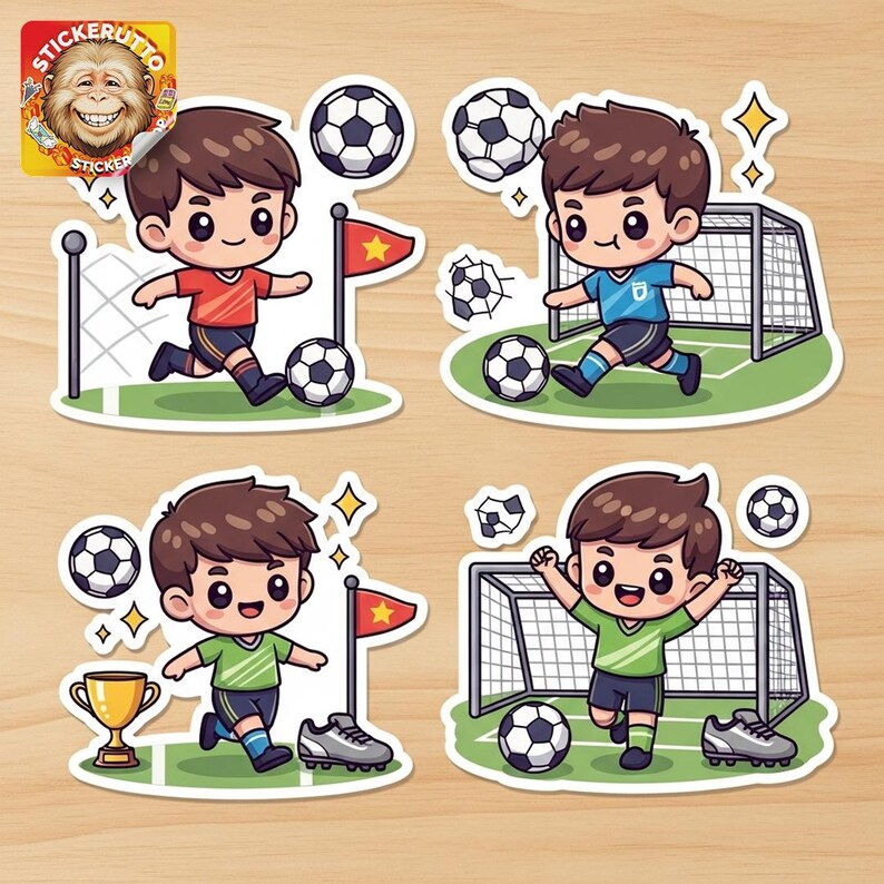 Football Soccer Sticker Set – 50pcs Vinyl or Holographic - Kids Players ...