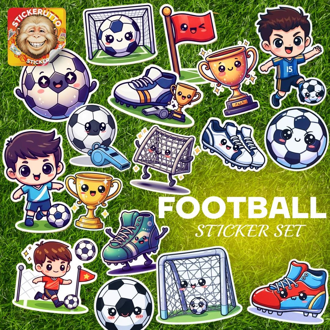 Football Soccer Sticker Set – 50pcs Vinyl or Holographic - Kids Players ...
