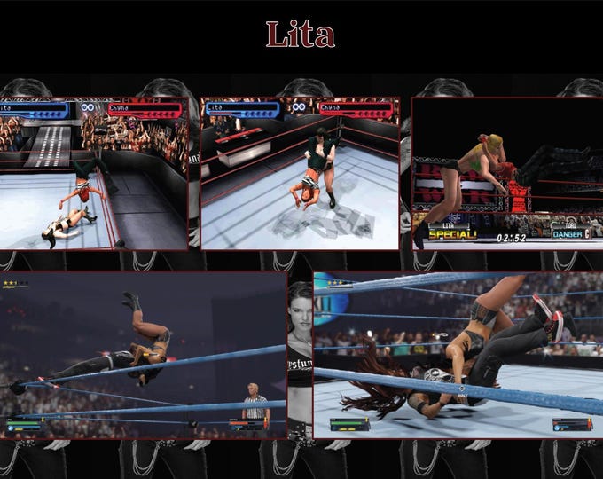 Triple Signed "wrestling DIVAS " Status Lynch and Lita Match Photograph ...