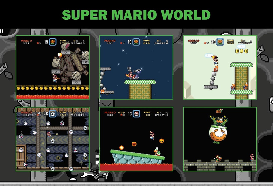 Super Mario World Poster 19"x13" Video Game Poster Mario Yoshi Bowser ...