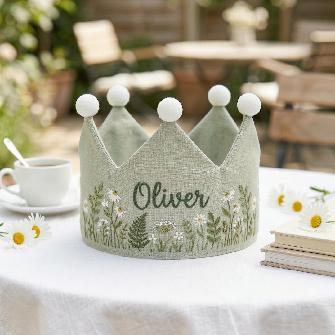 Hand Embroidered Forest Garden Crown for Baby and Children's Birthdays ...