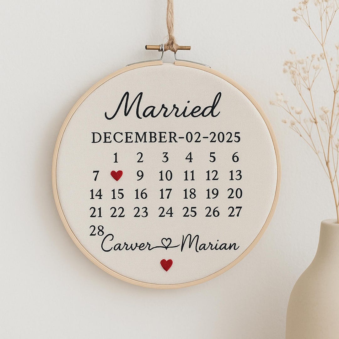 Custom Wedding Date Embroidered Ornament: Heart Keepsake - Etsy