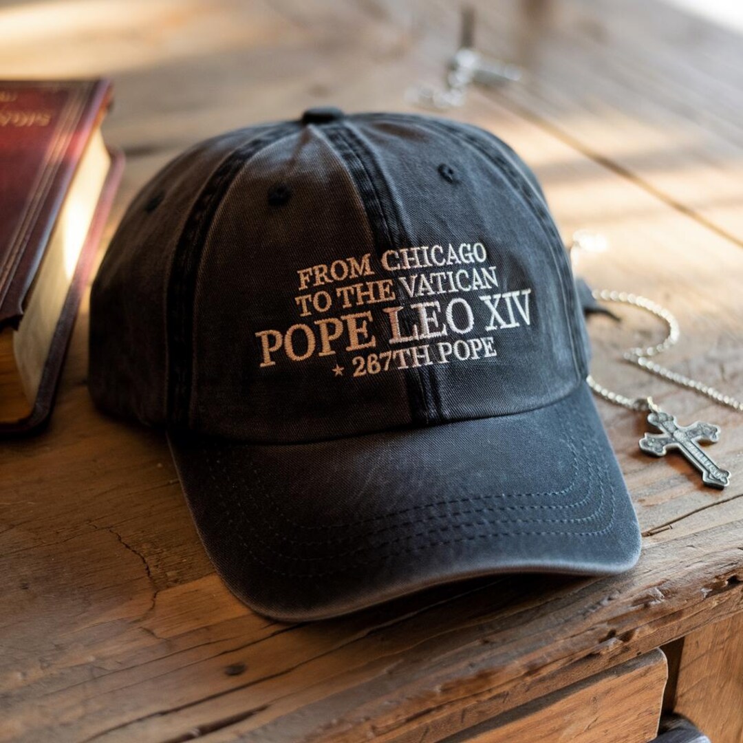 Pope Leo XIV From Chicago to the Vatican Embroidered Washed Hat ...