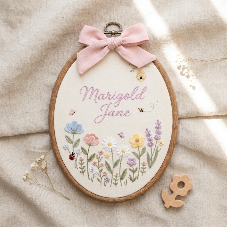 Custom Beehive Baby Name Sign, Pink Floral Nursery Wall Decor for Girls ...