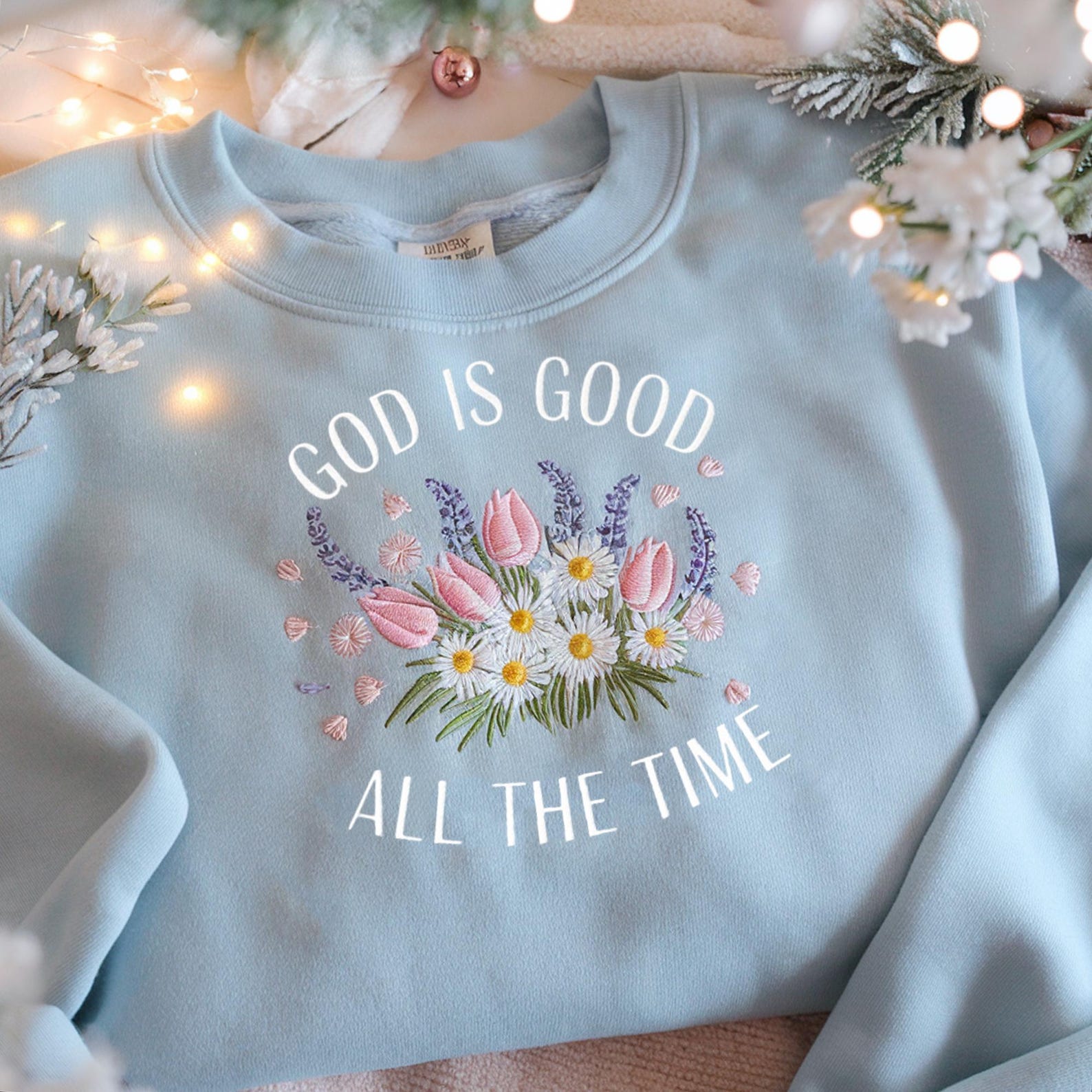 Embroidered God is Good Floral Sweatshirt, Faith Sweatshirt, Christian ...