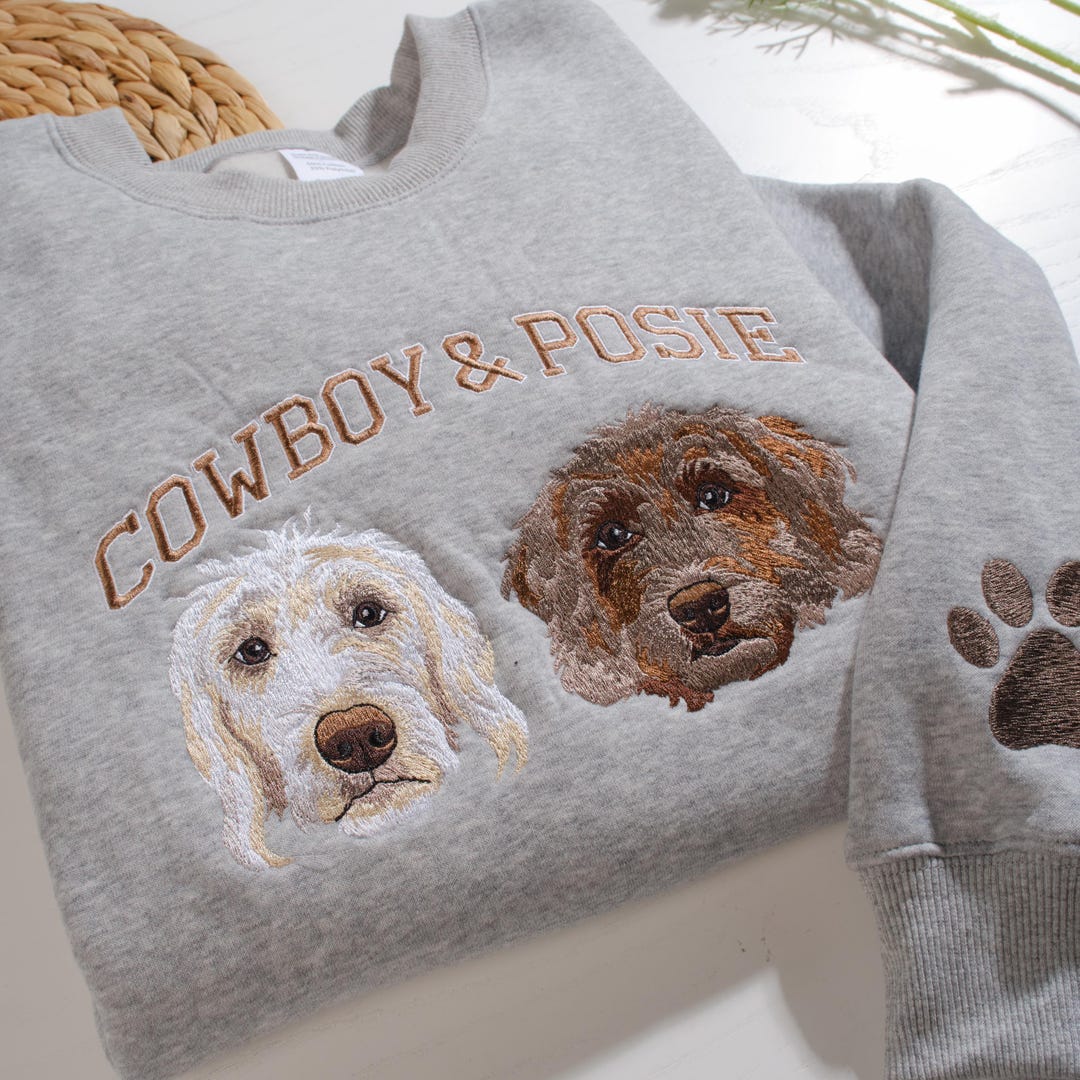 Custom Pet Embroidered Sweatshirt, Embroidered Dog Hoodie, Pet Lover ...