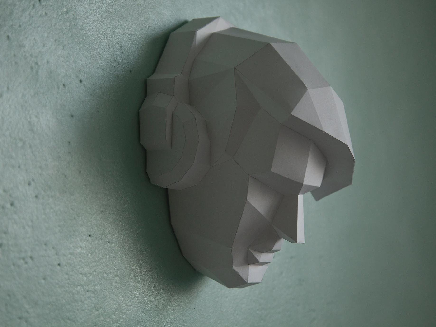 DJ Face, Wall Sculpture, 3D Papercraft, Low Poly, PDF Template, DIY ...