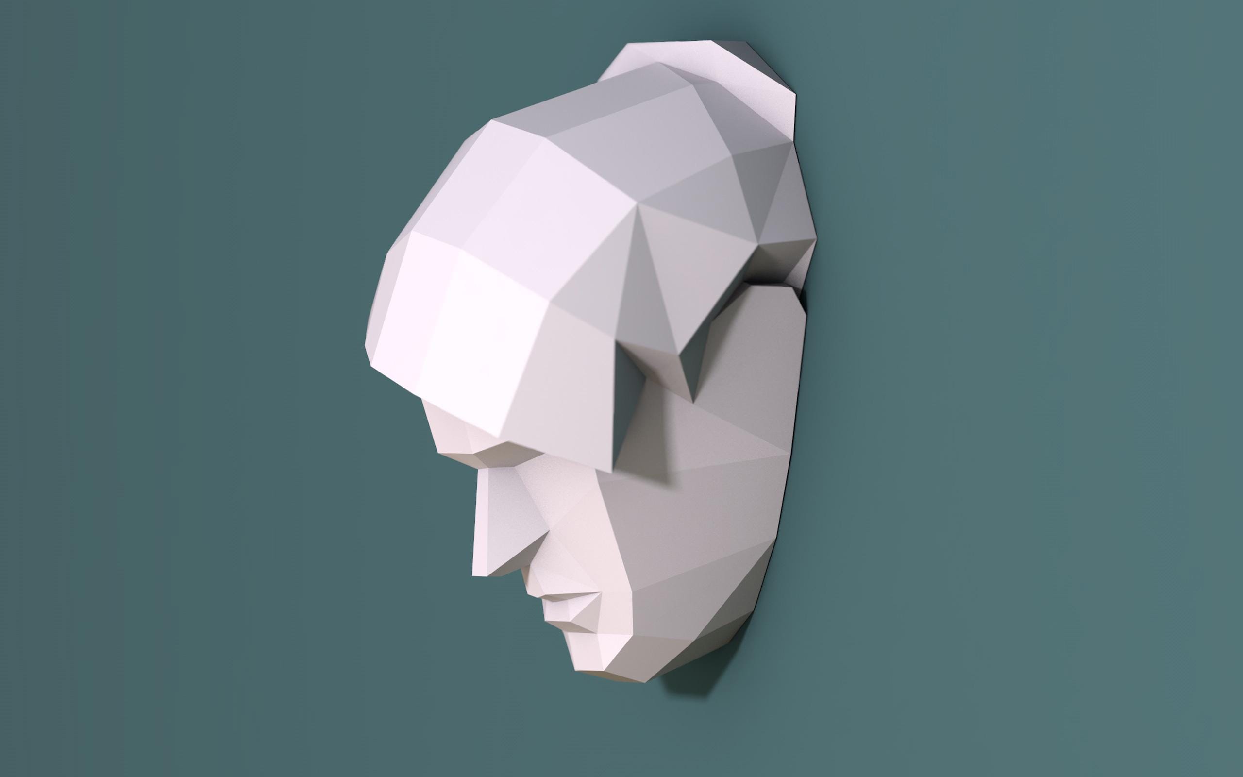 DJ Face, Wall Sculpture, 3D Papercraft, Low Poly, PDF Template, DIY ...
