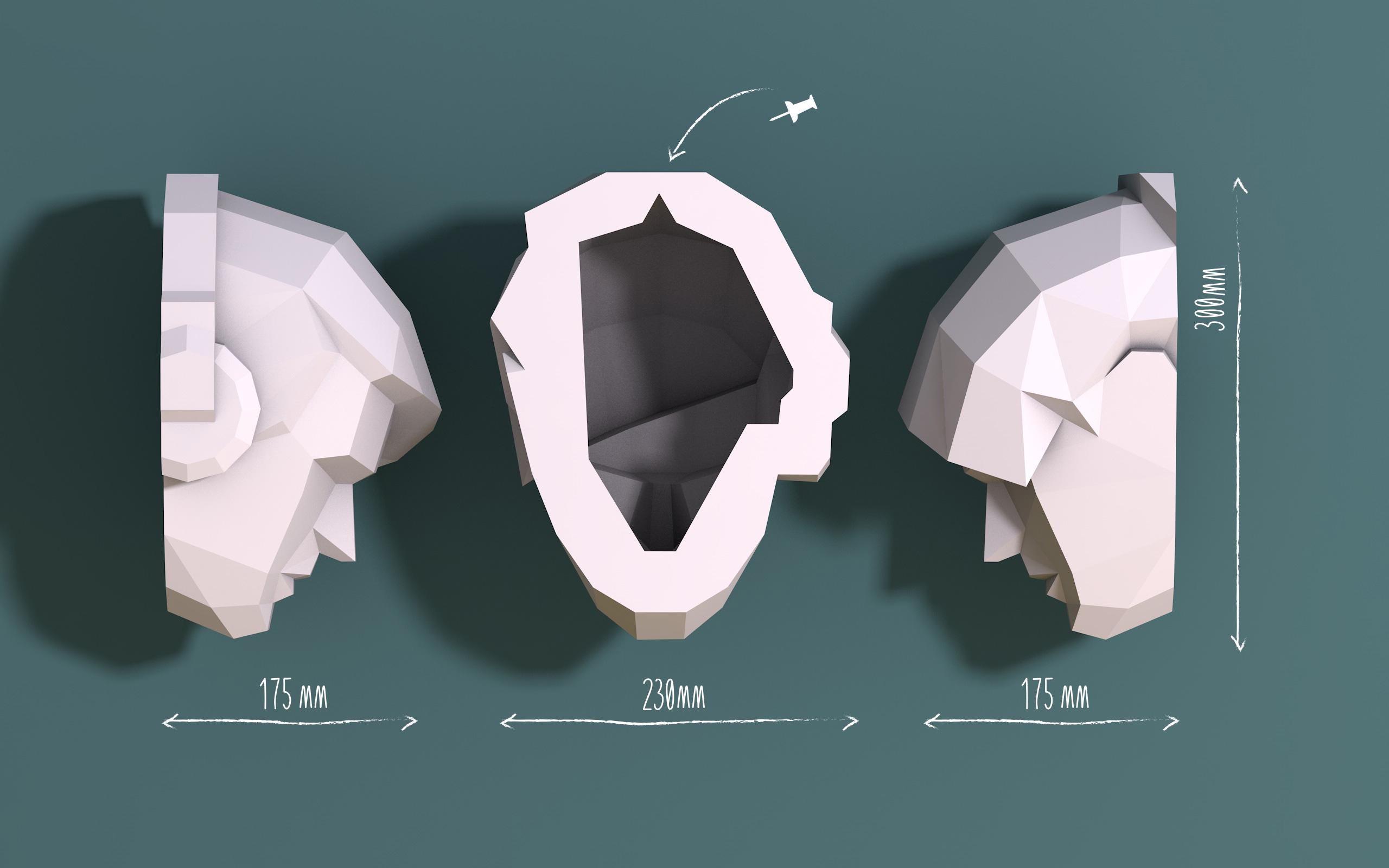 DJ Face, Wall Sculpture, 3D Papercraft, Low Poly, PDF Template, DIY ...