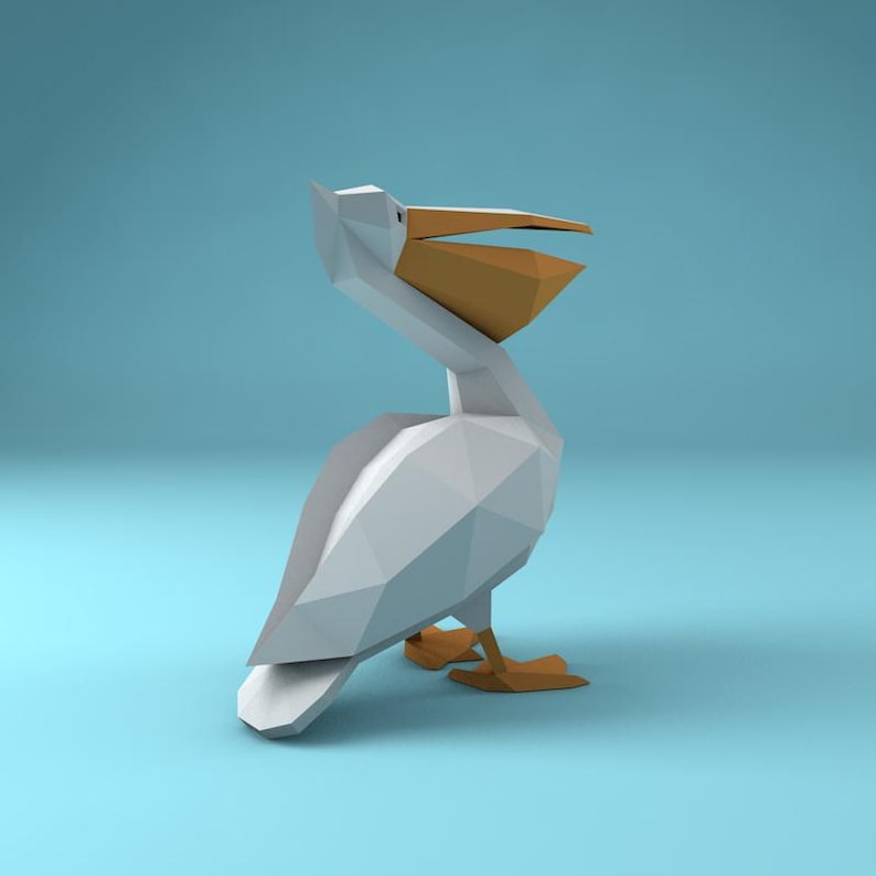 Pelican, 3D Papercraft, Low Poly Model PDF, DIY Papercraft, Paper ...
