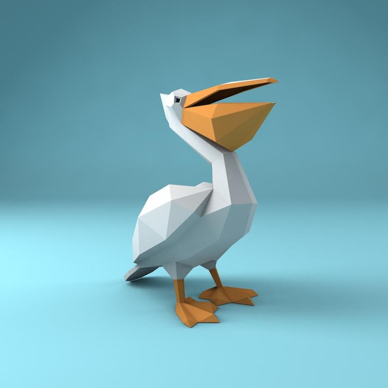 Pelican, 3D Papercraft, Low Poly Model PDF, DIY Papercraft, Paper ...