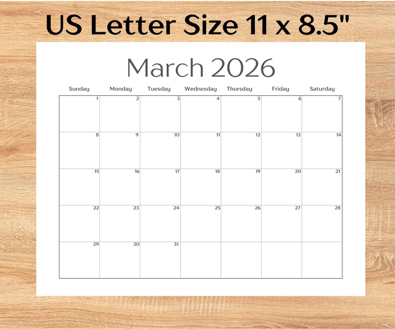 March 2026 Calendar | Monthly Planner | Digital Download | Printable ...