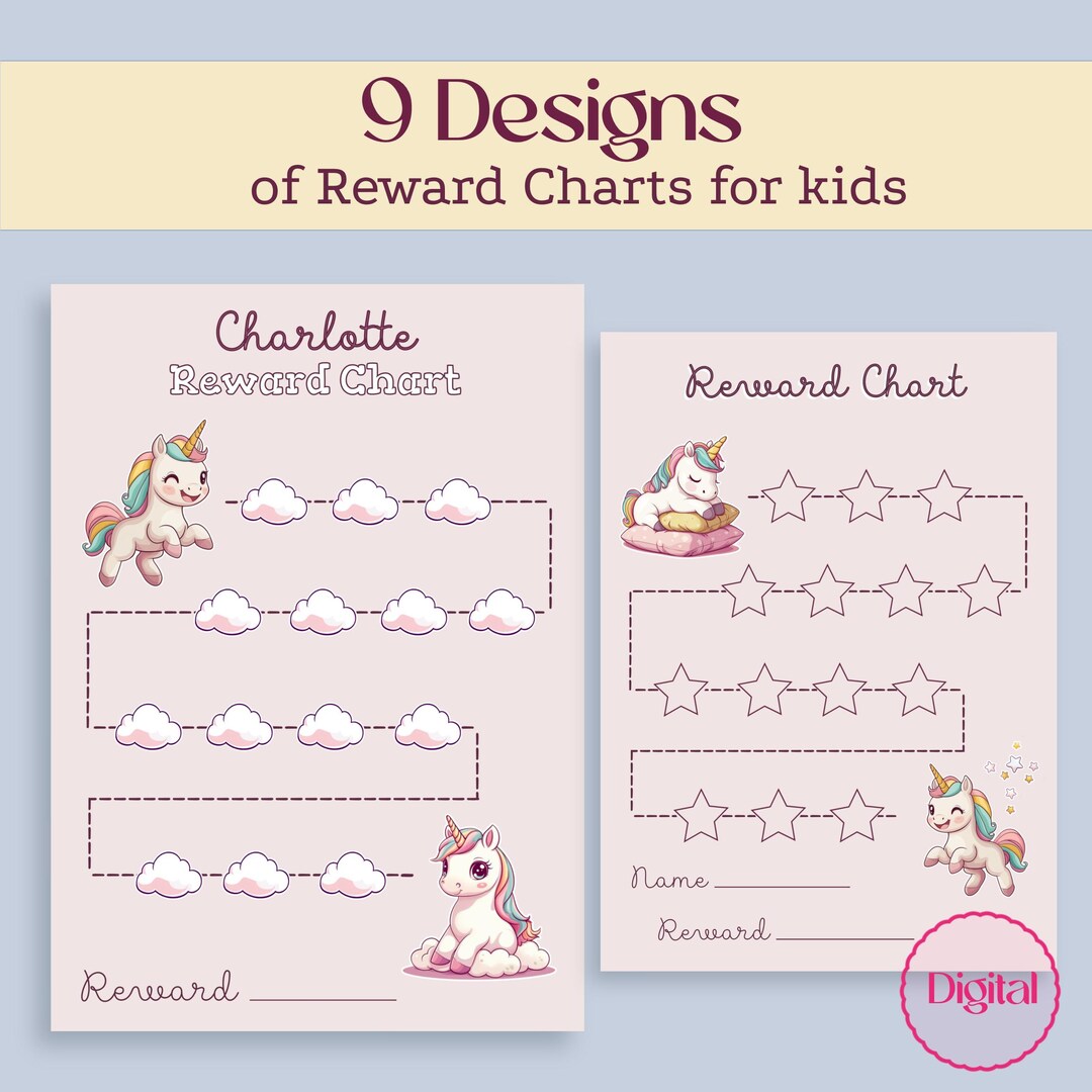 Unicorn Reward Chart Printable: Kids Chore & Behavior Tracker (editable ...