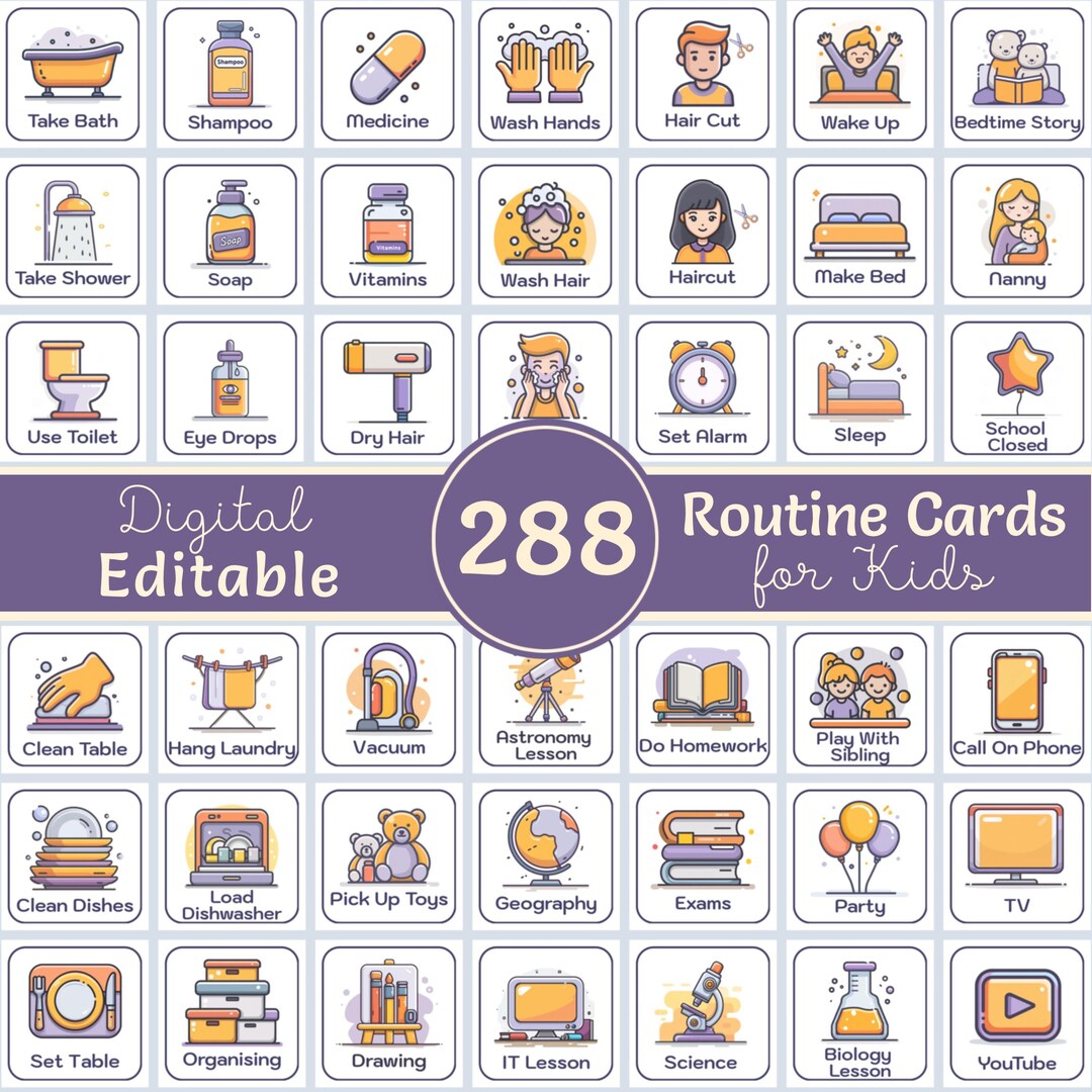 Daily Routine Cards Visual Schedule Toddler Routine Chart for Kids ...