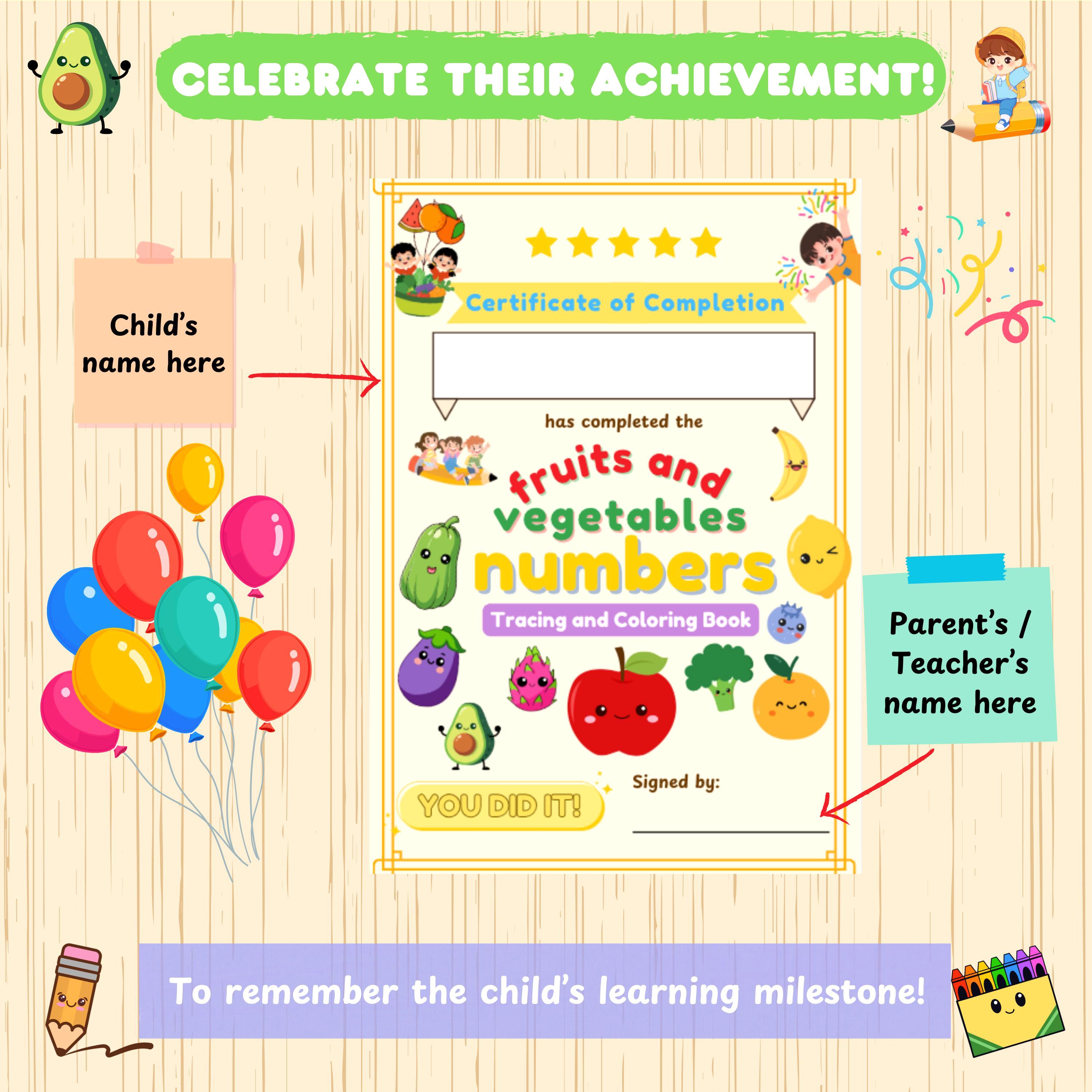 My Amazing Fruits & Vegetables Numbers Tracing and Coloring Book | 1-20 ...