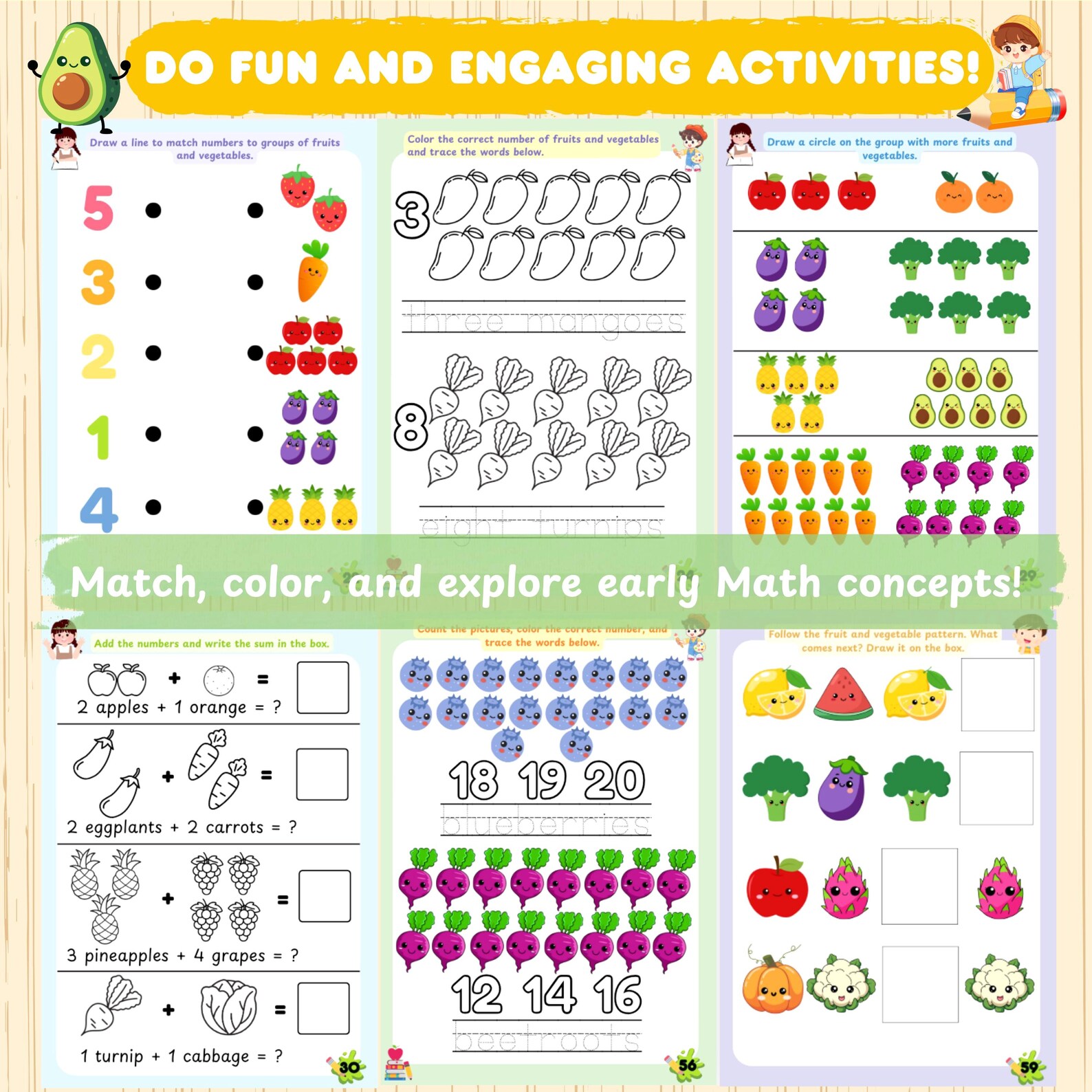 My Amazing Fruits & Vegetables Numbers Tracing and Coloring Book | 1-20 ...