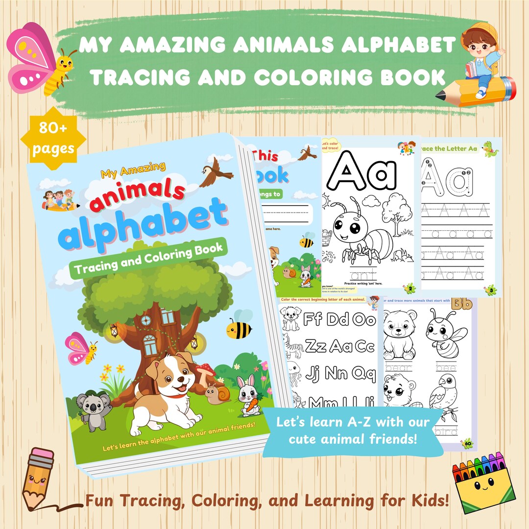 My Amazing Animals Alphabet Tracing & Coloring Book | A-Z Learning ...