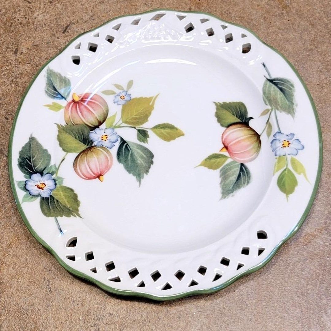 Brunelli Made in Italy Fruit Floral Lattice Edge Porcelain Plate - Etsy