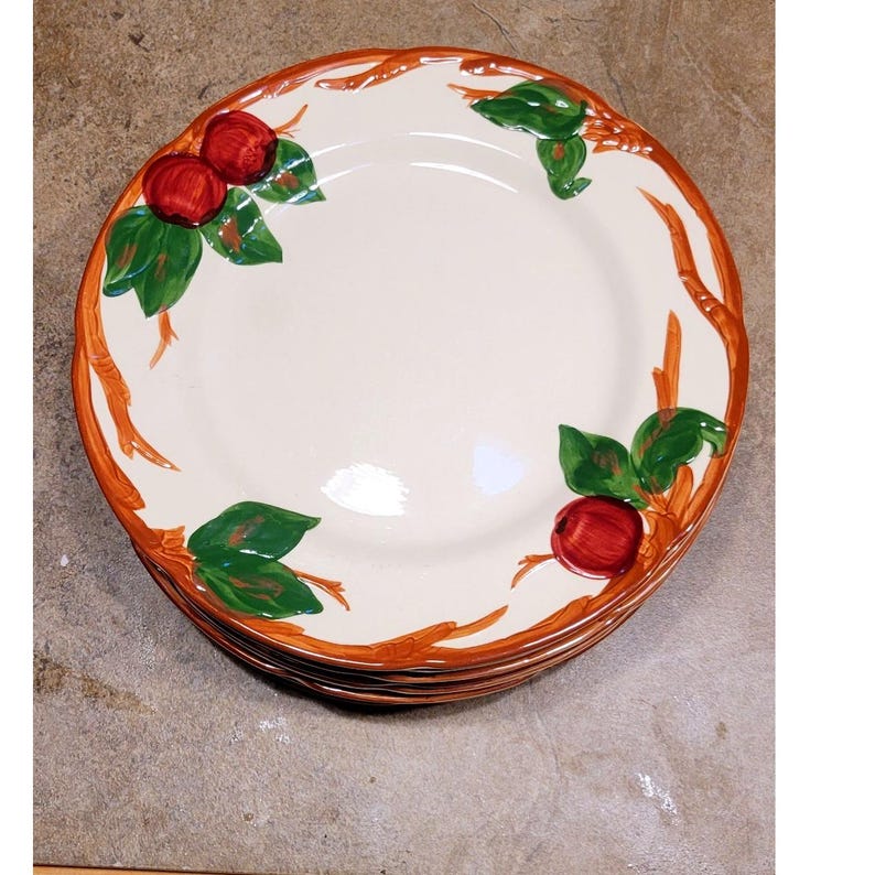 Franciscan Earthenware Apple Design Dinner Plates Set of 4 Vintage USA ...