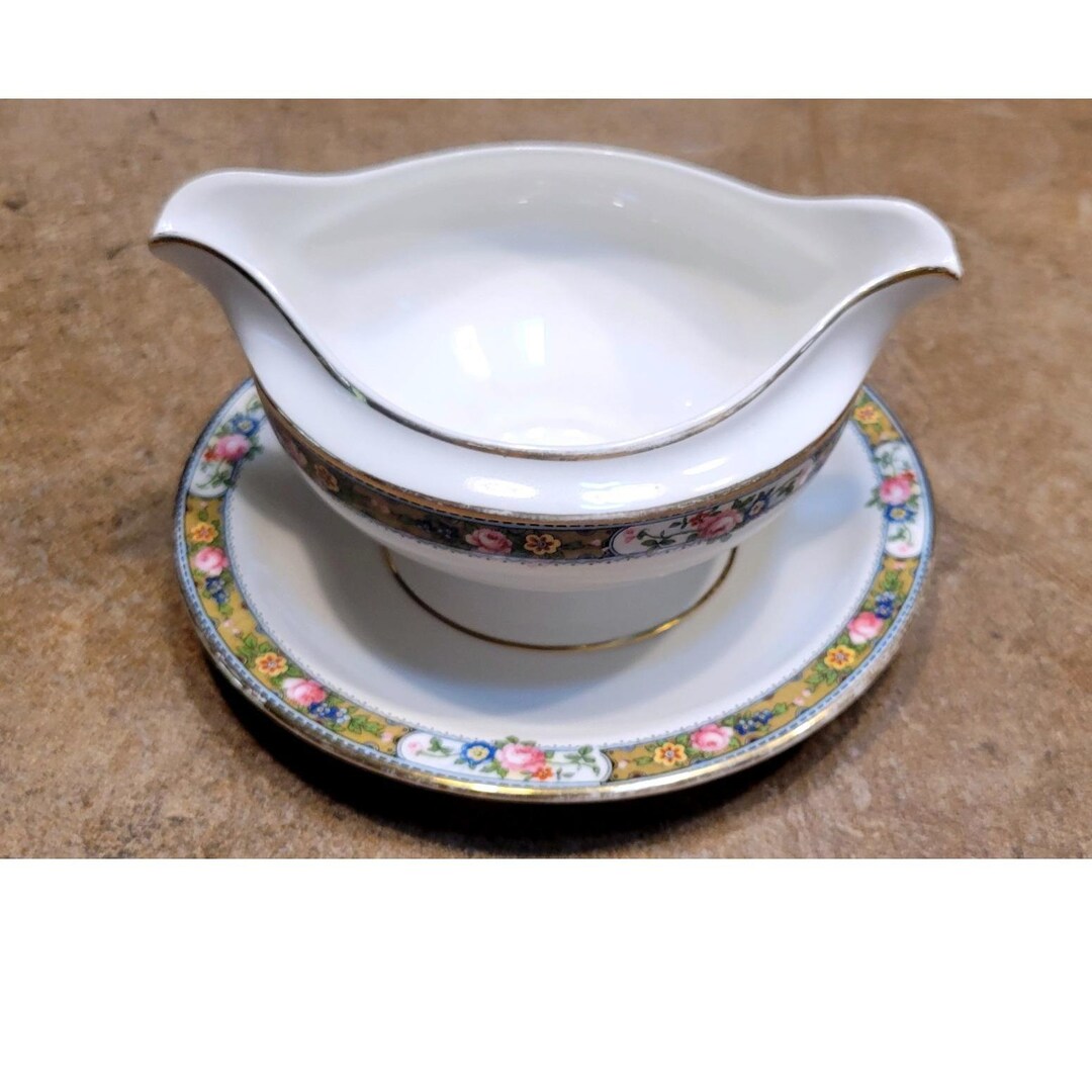 Antique Porcelain Gravy Boat With Saucer Floral Gold Trim - Etsy