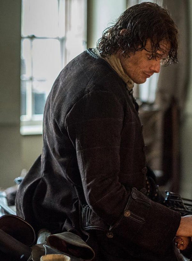 Men's Brown Wool Jacket | Jamie Fraser Outlander Costume | Scottish ...