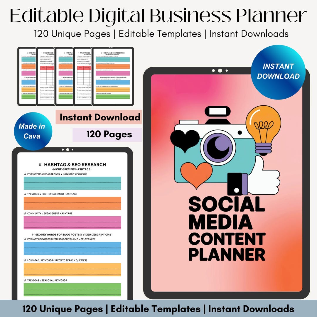 Social Media Content Planner Google Sheets Monthly Content Calendar ...