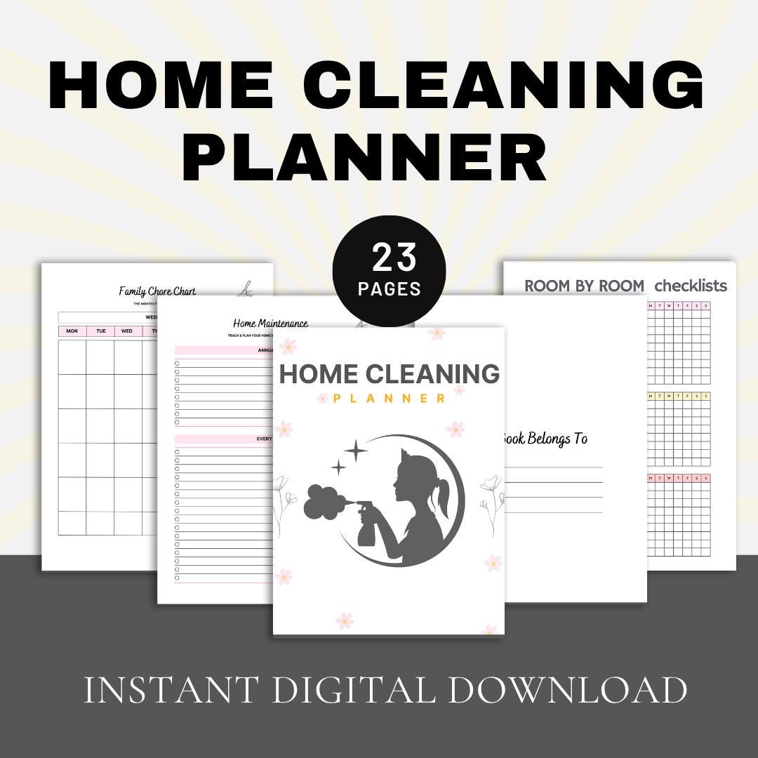 Home Cleaning Planner Printable | Minimalist Cleaning Schedule for Moms ...