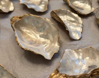 2 Hand Painted Oyster Shells as Salt and Pepper Dishes or Home Decor ...