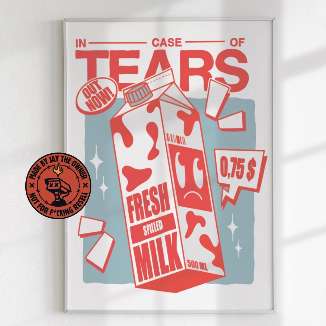 Spilled Milk Funny Poster | Pop Art Digital Wall Decor | Retro Bold ...