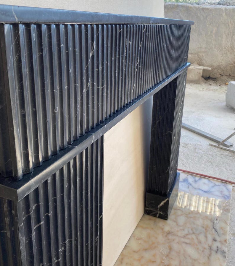 Black Marble Fireplace Mantel – Nero Marquina Fluted Surround, Custom ...