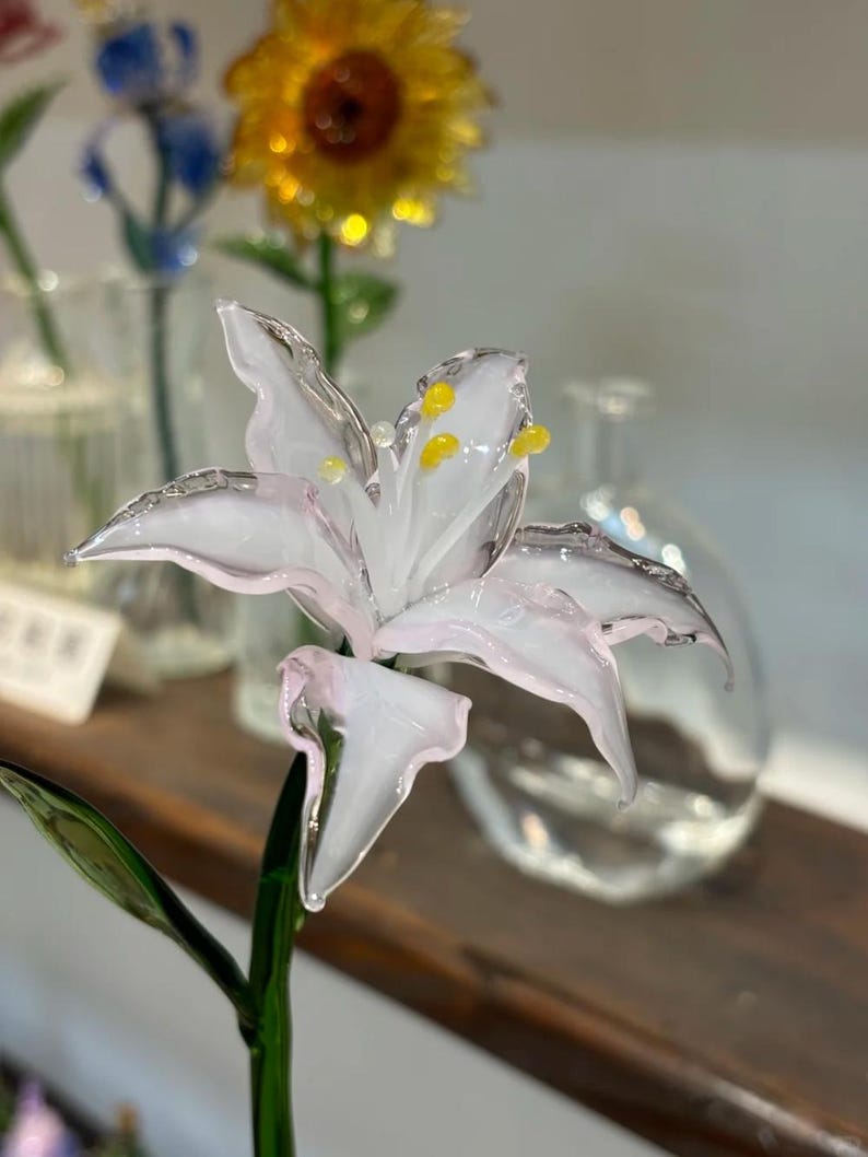 Glass Lily Flower | Handmade Crystal Lily | Elegant Home Decor | Glass ...