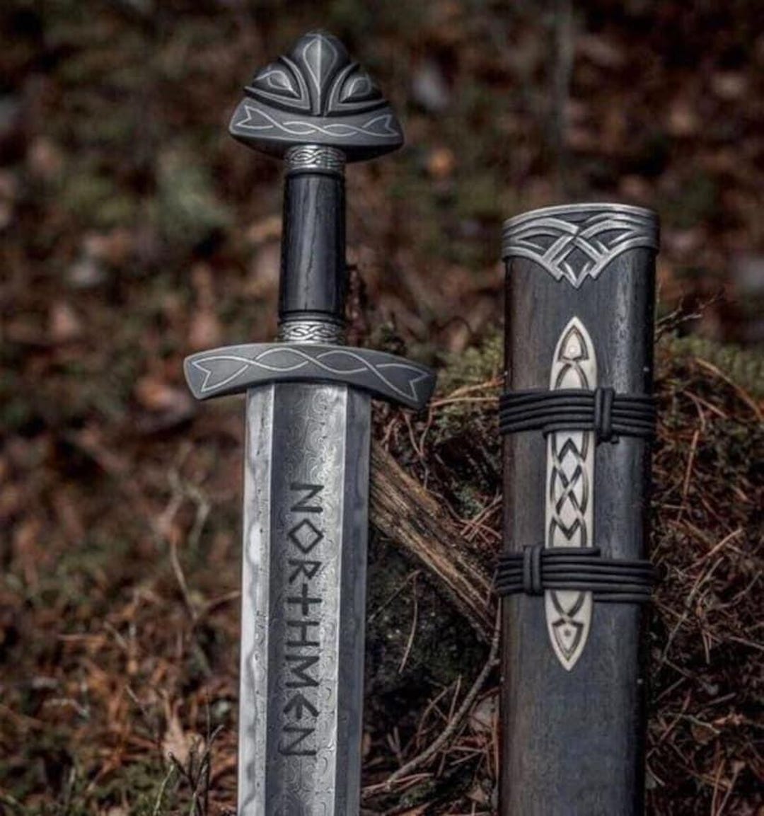 Hand Forged Damascus Steel Viking Sword Sharp Replica, Medieval Sword ...