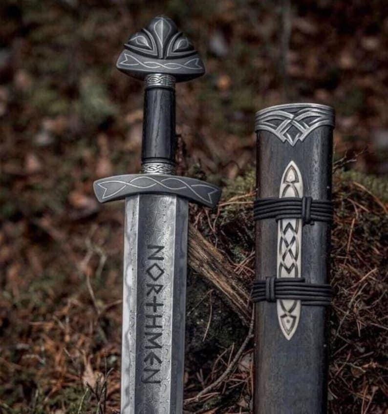 Hand Forged Damascus Steel Viking Sword Sharp Replica, Medieval Sword ...