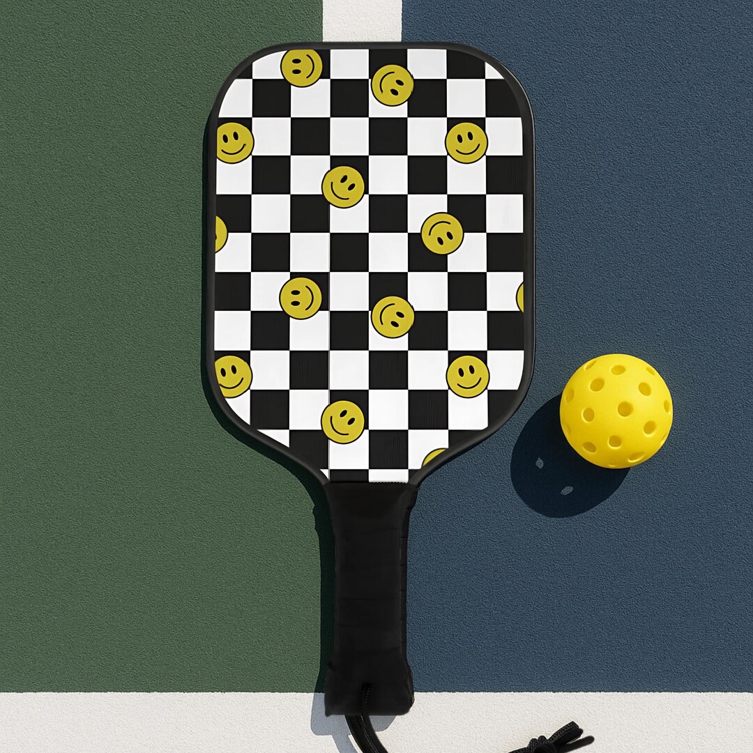 Smiley Checkered Pickleball Paddle Set | Fun Sports Gear for ...