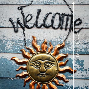 Bohemian Sun Welcome Sign: Metal Wall Decor - Etsy