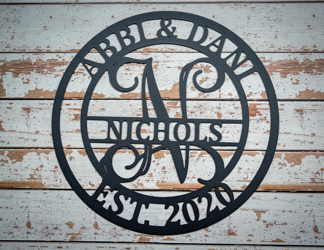 Custom Metal Family Name Sign: Personalized Monogram Wall Decor - Etsy