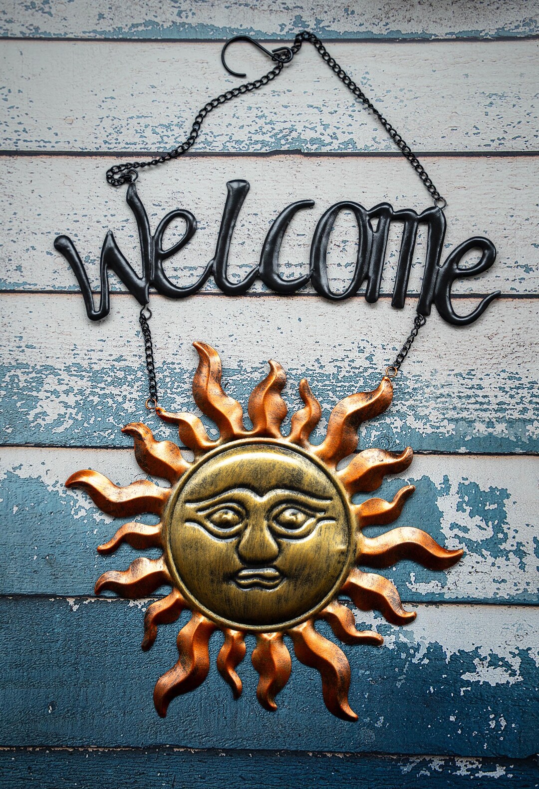 Bohemian Sun Welcome Sign: Metal Wall Decor - Etsy