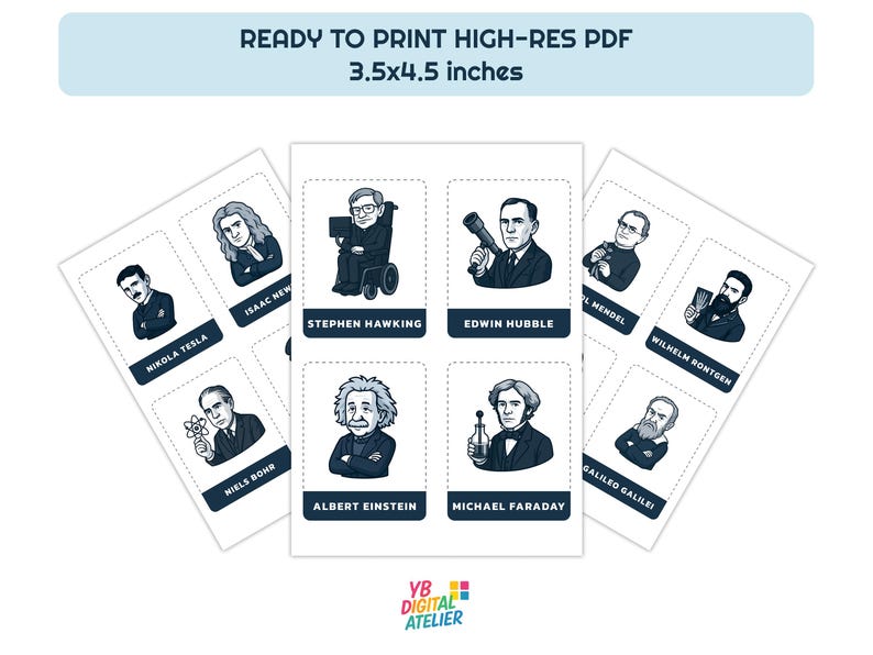 Printable Famous Scientists Flashcards and Educational Clipart for Kids ...