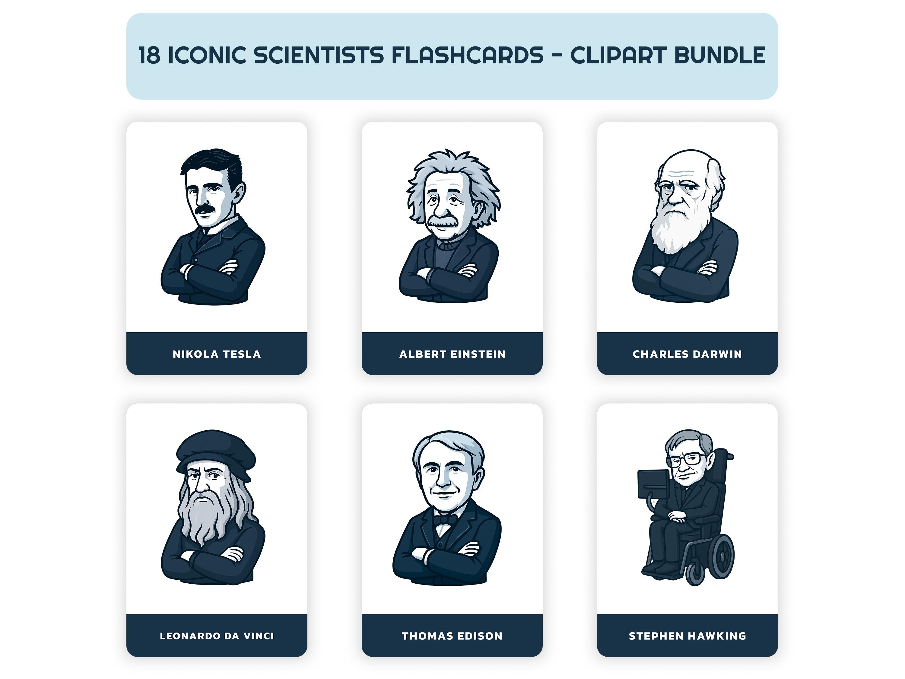 Printable Famous Scientists Flashcards and Educational Clipart for Kids ...