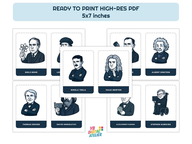 Printable Famous Scientists Flashcards and Educational Clipart for Kids ...