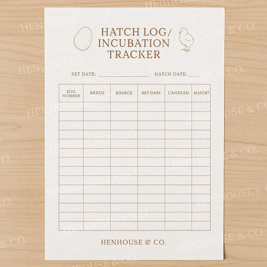 Hatch Log Printable | Chicken Incubation Tracker | Backyard Poultry ...