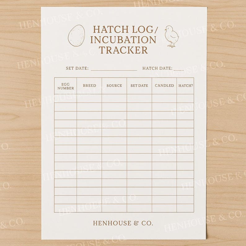 Hatch Log Printable | Chicken Incubation Tracker | Backyard Poultry ...