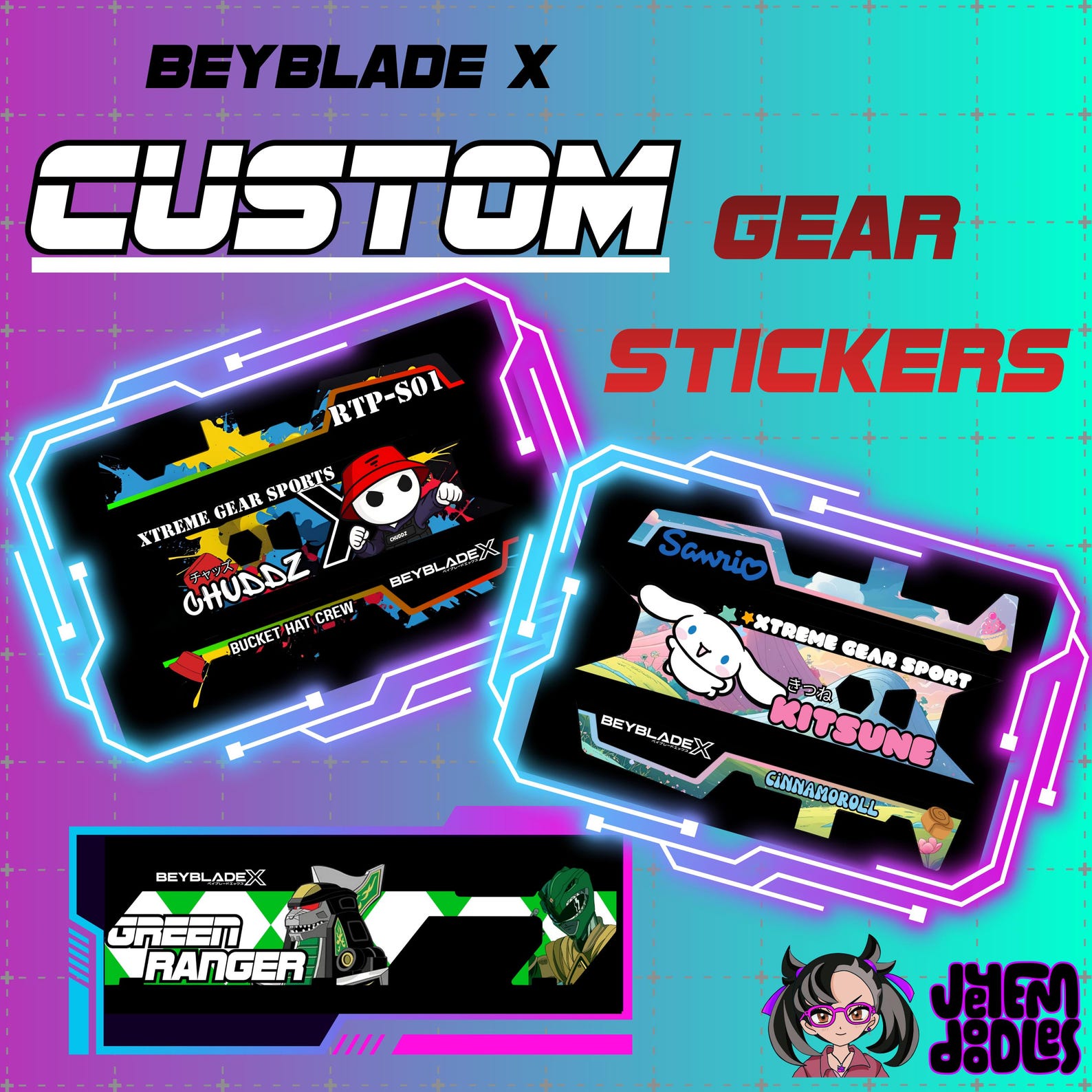 Beyblade X CUSTOM Gear Stickers and Battle Pass Stickers - Etsy